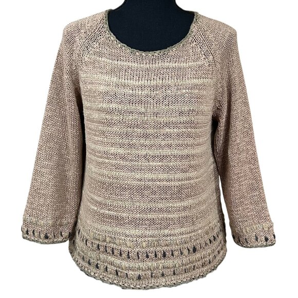 Sigrid Olsen | Sweaters | Sigrid Olsen Sport Tan Sage Green Scoop Neck ...